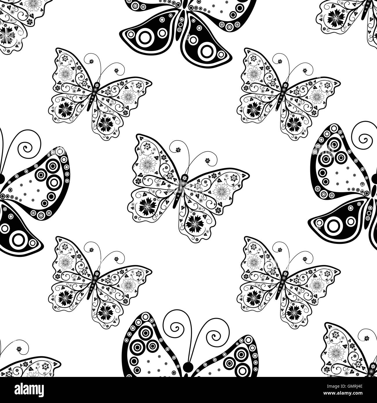Seamless pattern with silhouettes butterflies Stock Vector Image & Art ...