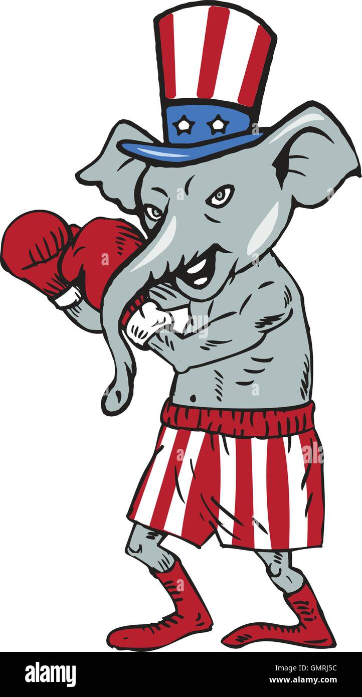 Republican Mascot Elephant Boxer Boxing Cartoon Stock Vector Image ...