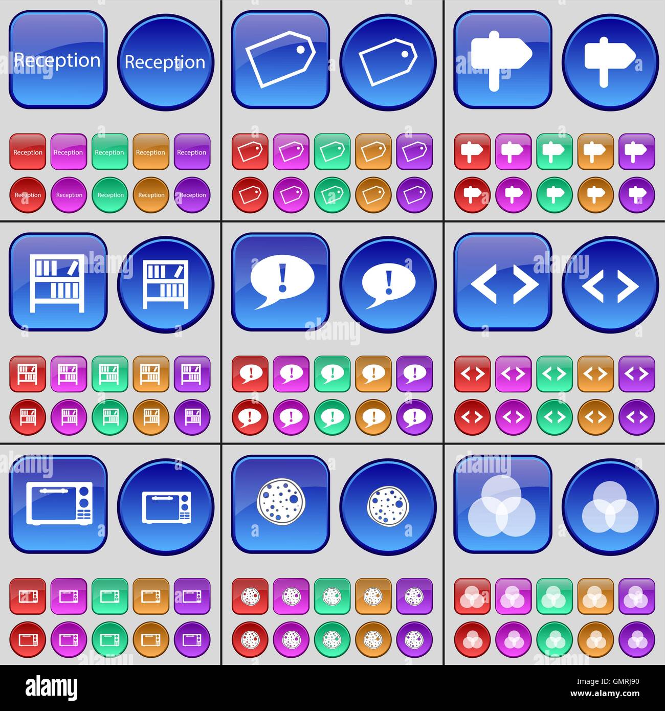 Reception, Tag, Sign, Bookshelf, Chat bubble, Code, Microwave, Pizza ...