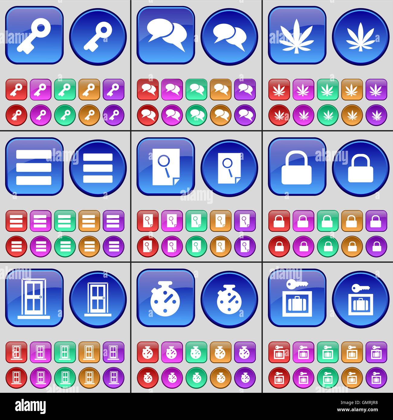 Key, Chat, Marijuana, Apps, File, Lock, Door, Stopwatch, Vault. A large ...