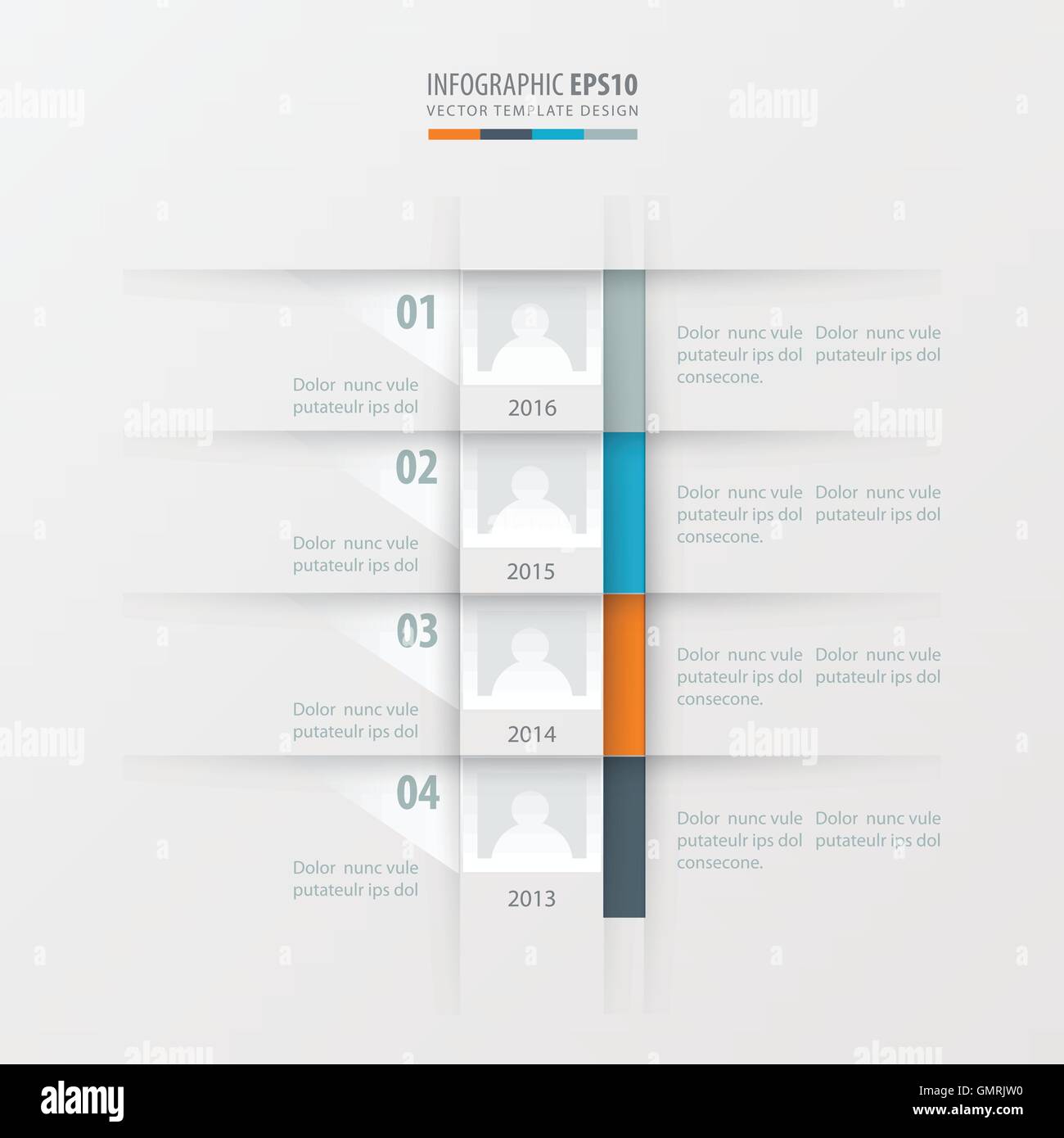 vector timeline report design template yellow, blue, pink color Stock ...