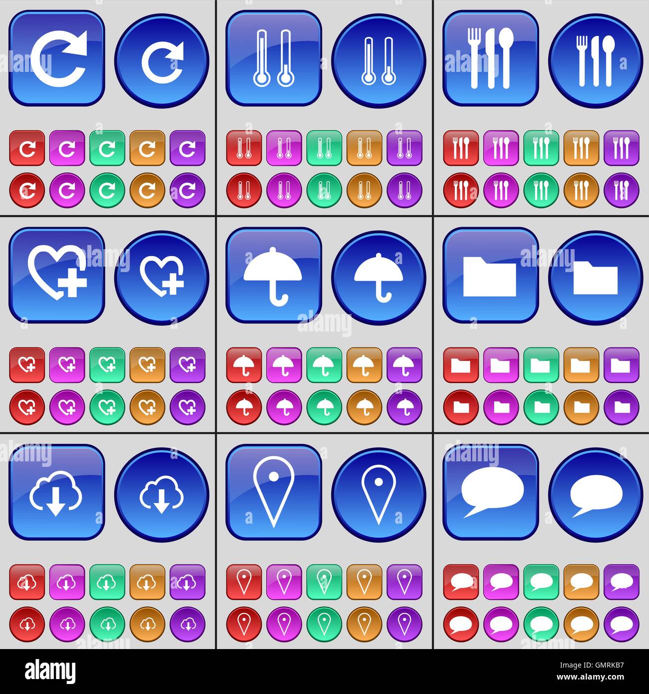 Reload, Thermometer, Cutlery, Heart, Umbrella, Folder, Cloud ...