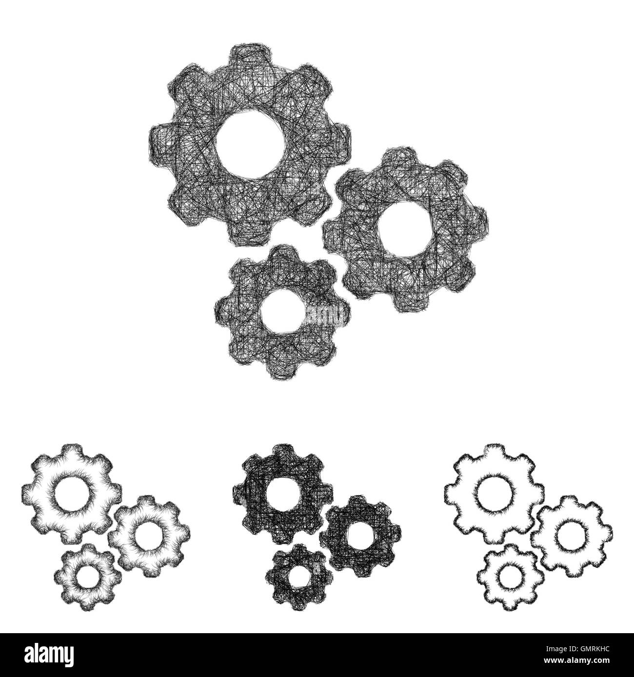 Gear icon set - sketch line art Stock Vector Image & Art - Alamy