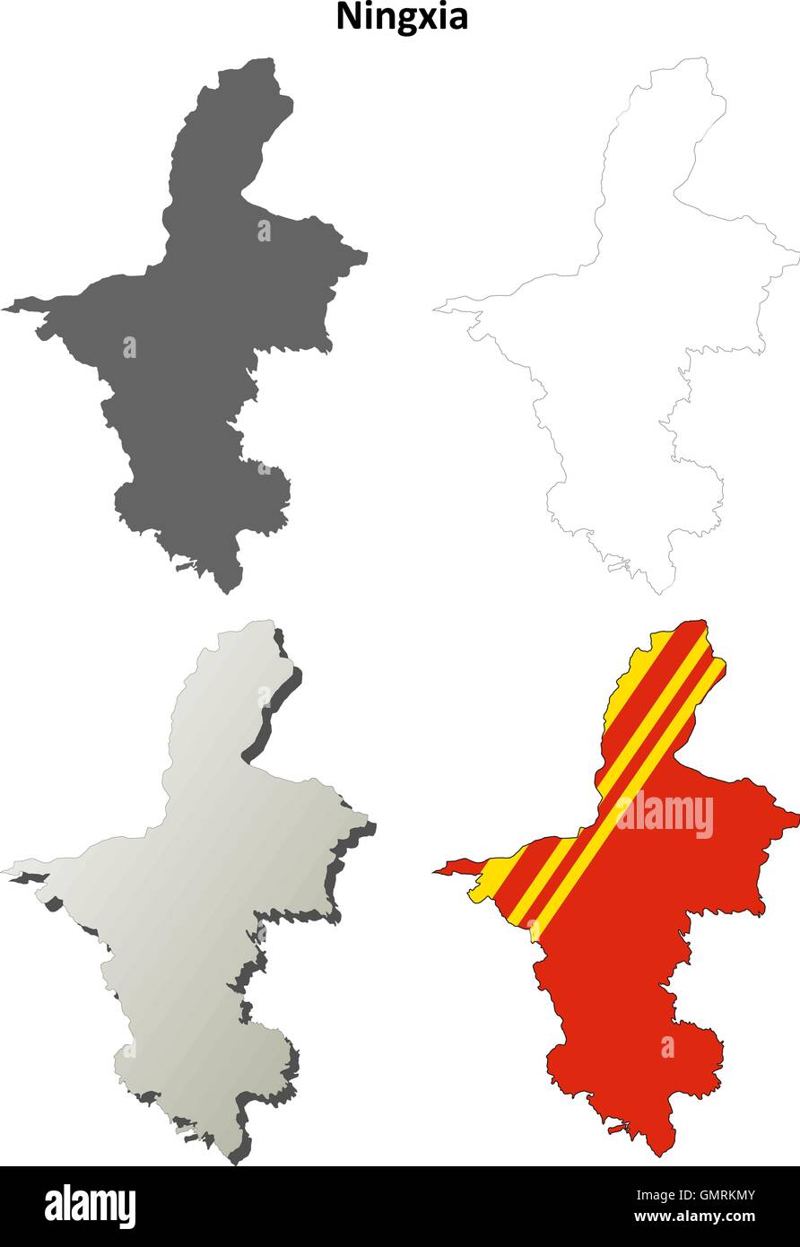 Ningxia Hui blank outline map set Stock Vector Image & Art - Alamy