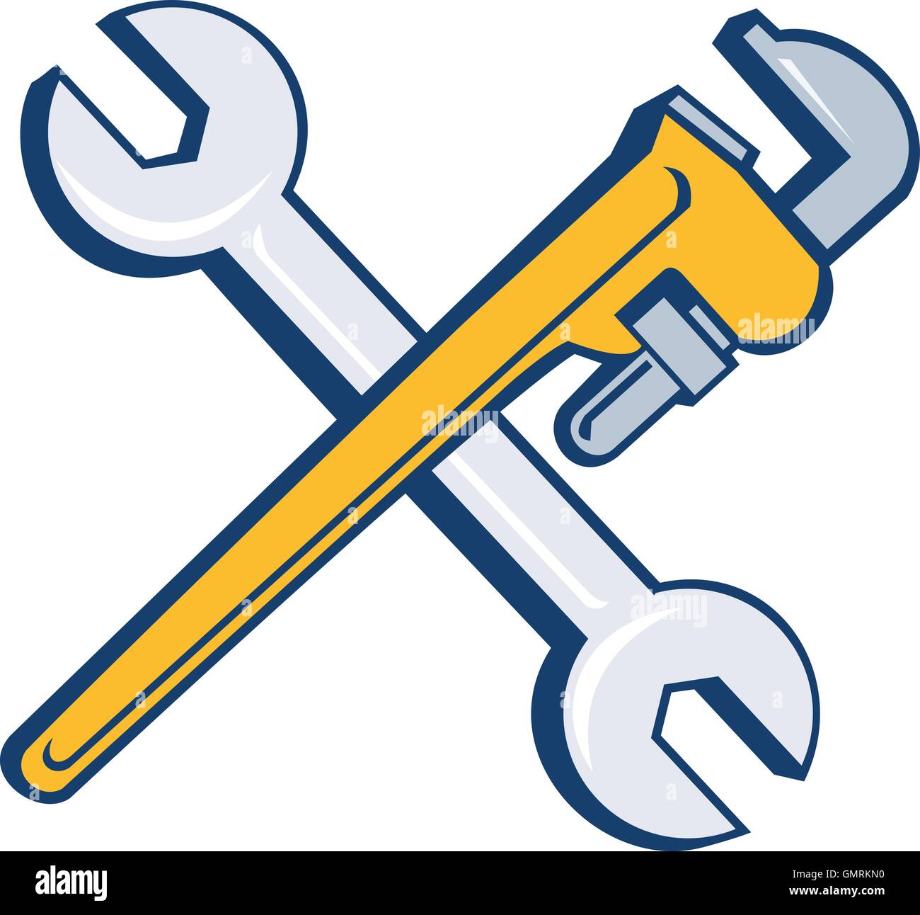Spanner Monkey Wrench Crossed Isolated Cartoon Stock Vector Image & Art ...