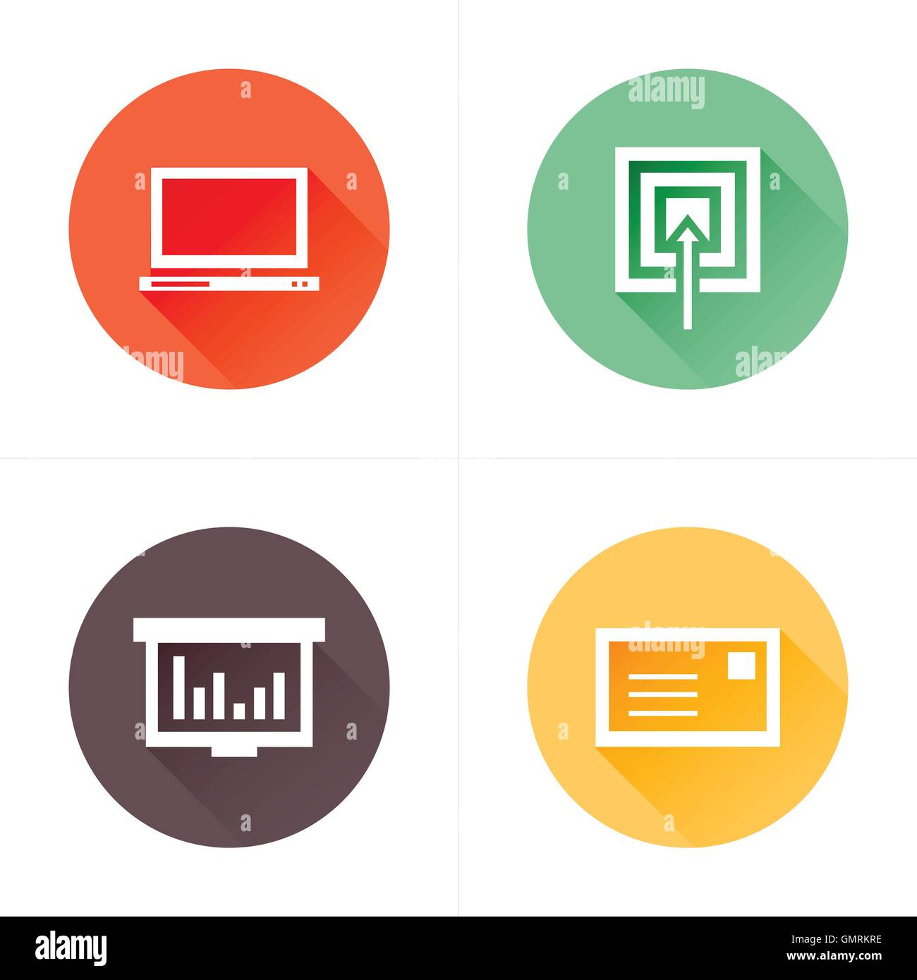 laptop, target, graph, mail icons design flat Stock Vector Image & Art ...