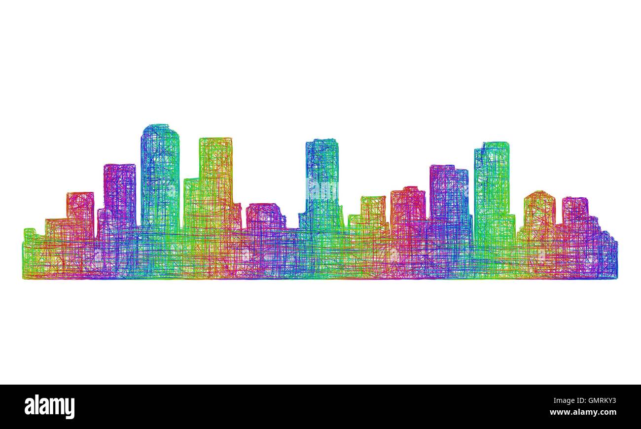 Denver skyline silhouette - multicolor line art Stock Vector Image ...