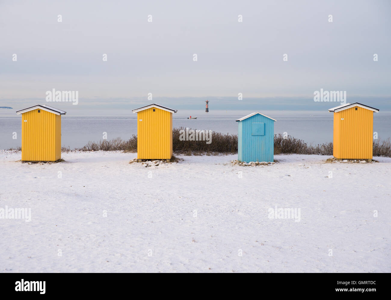 four small huts Stock Photo - Alamy