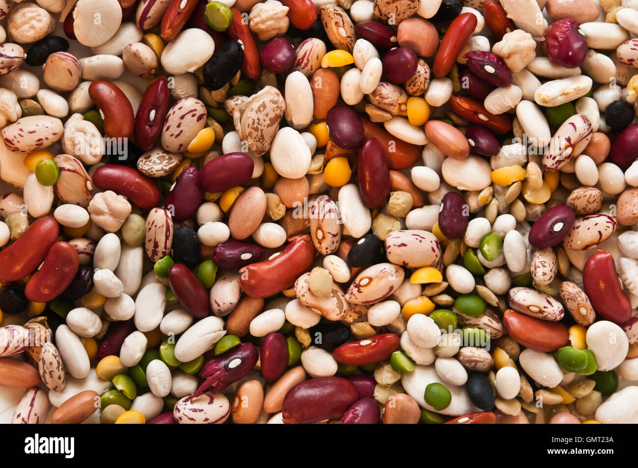 Variety of Colorful Mixed Uncooked Dry Beans Filling Frame Stock Photo ...