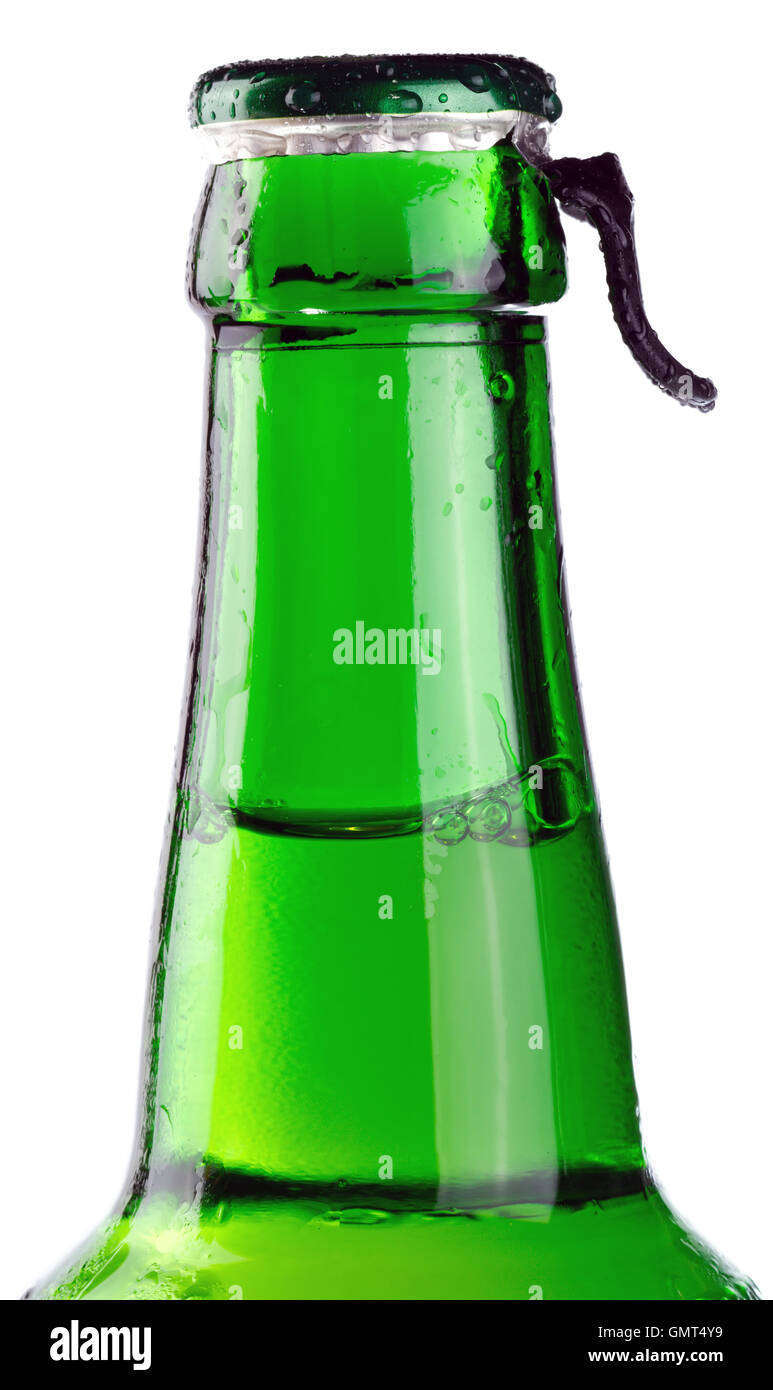 Green beer bottle on the white background Stock Photo - Alamy