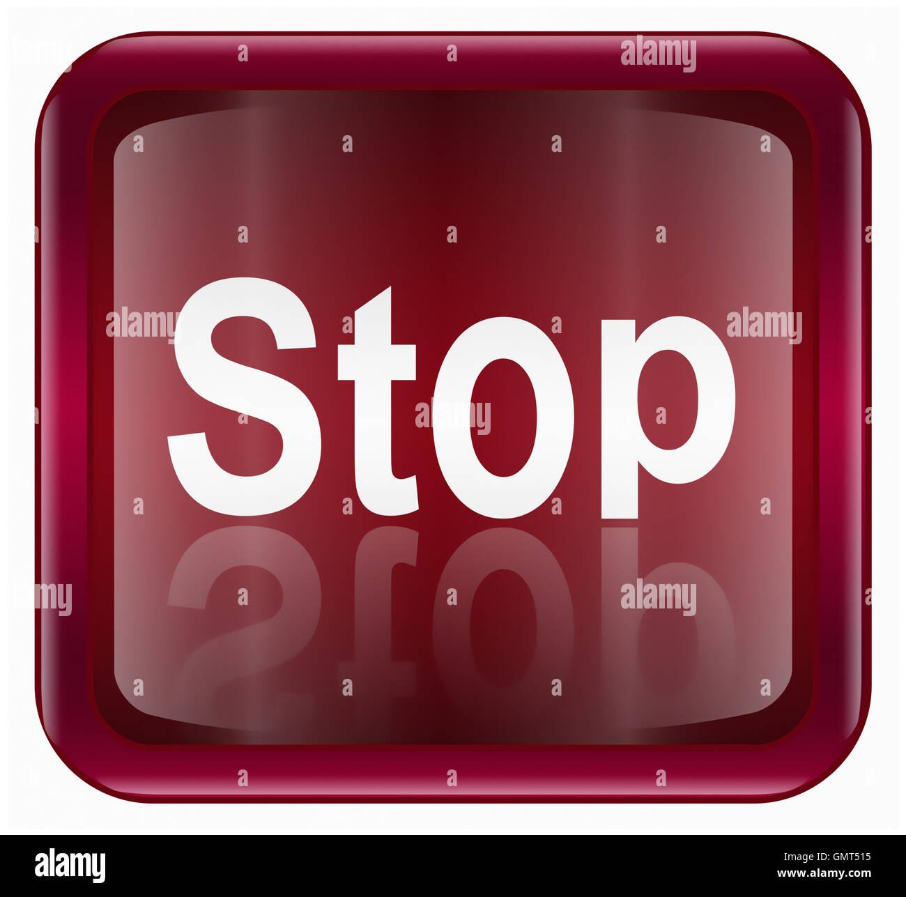 Stop icon dark red, isolated on white background Stock Photo - Alamy