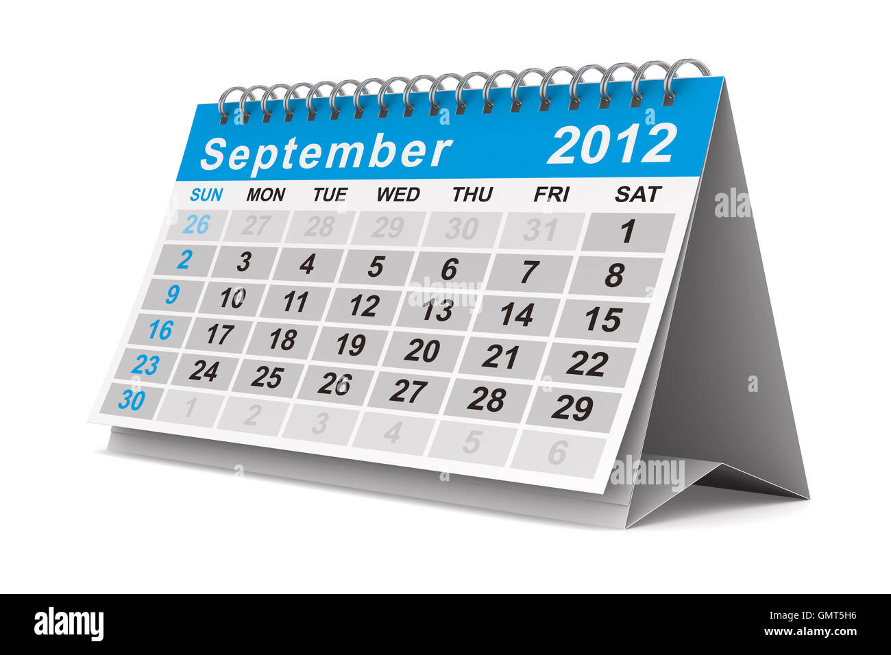 2012 year calendar. September. Isolated 3D image Stock Photo - Alamy