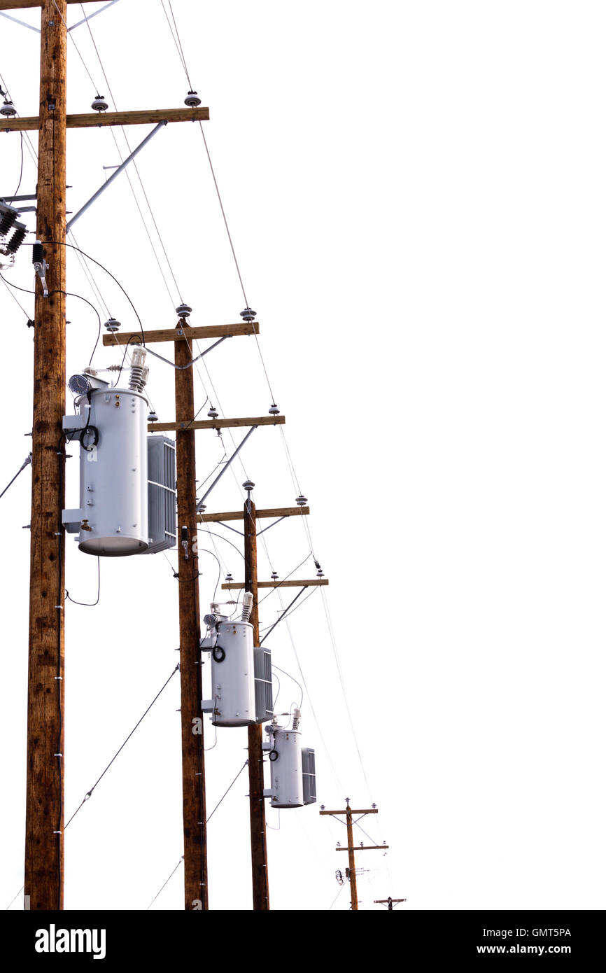 Row of power pole transformers isolated on white Stock Photo - Alamy Row of power pole transformers isolated on white Stock Photo - Alamy