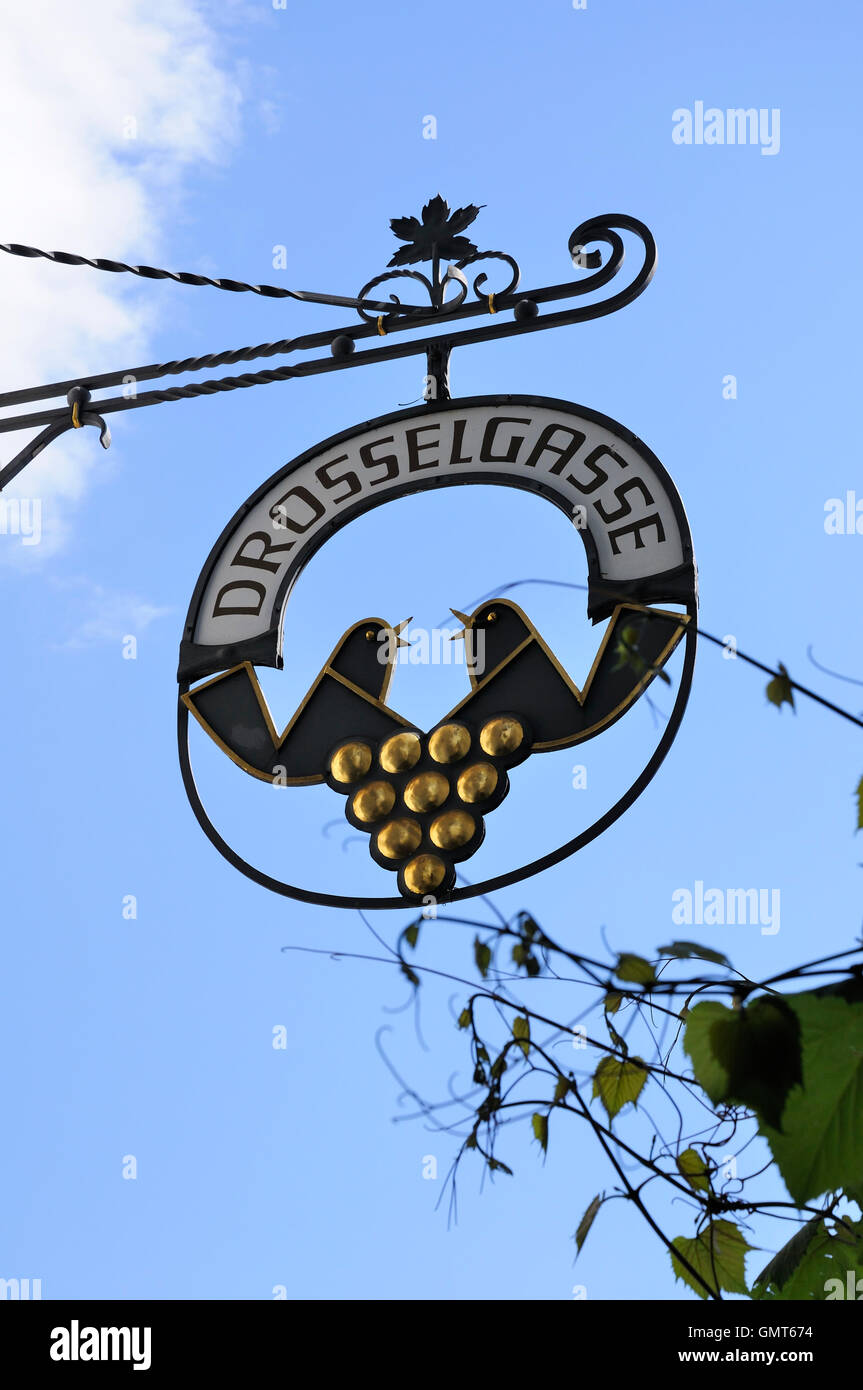 Sign of Drosselgasse in Ruedesheim, Germany Stock Photo - Alamy