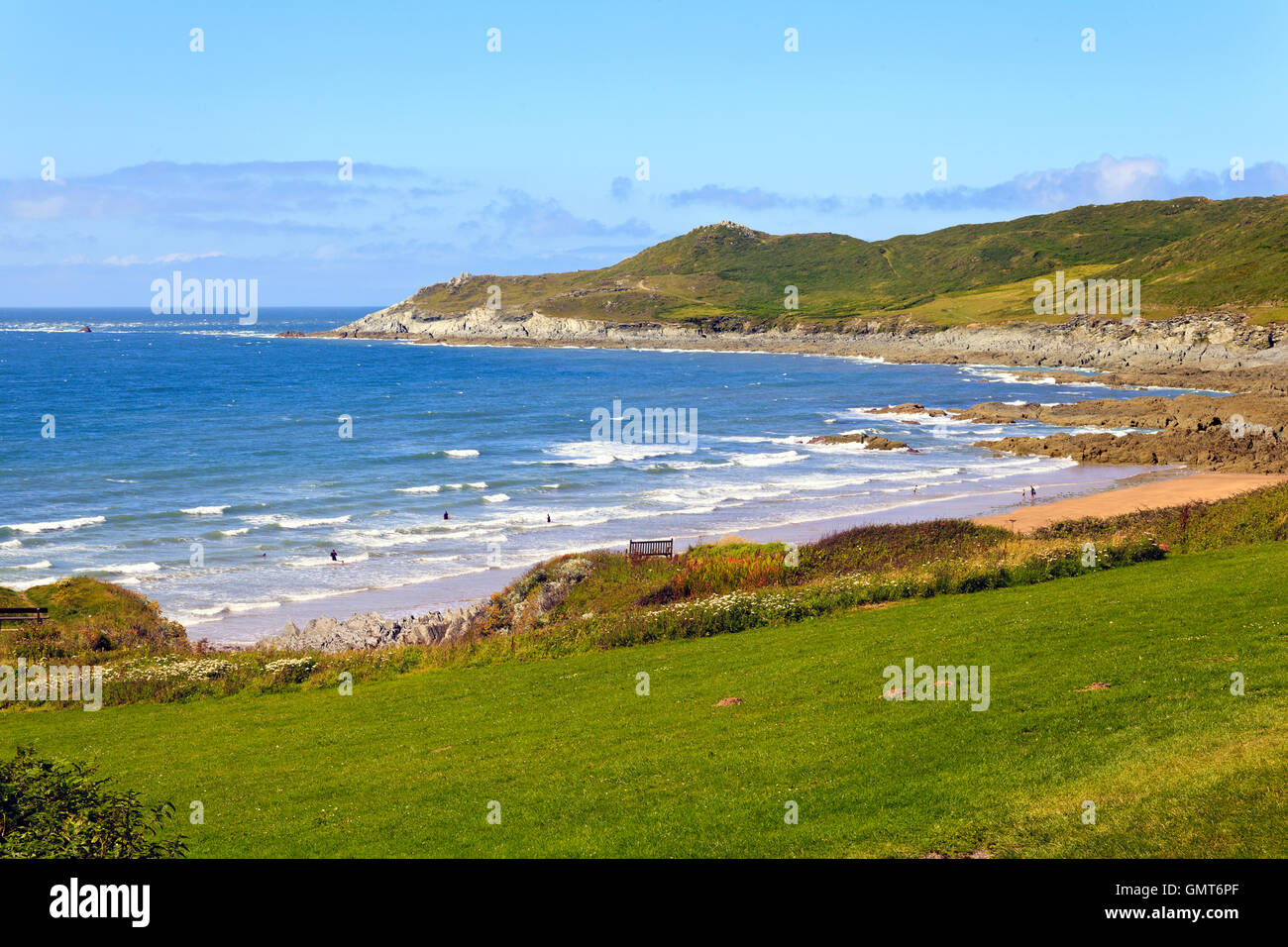 Woolacombe Bay beneath Watersmeet Hotel Stock Photo - Alamy