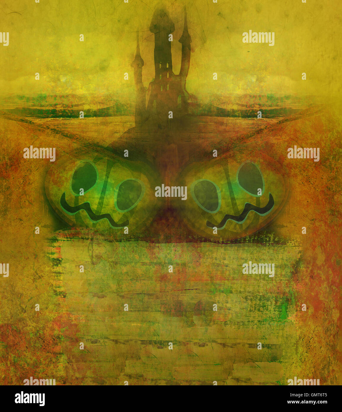 haunted house, grunge halloween frame Stock Photo - Alamy