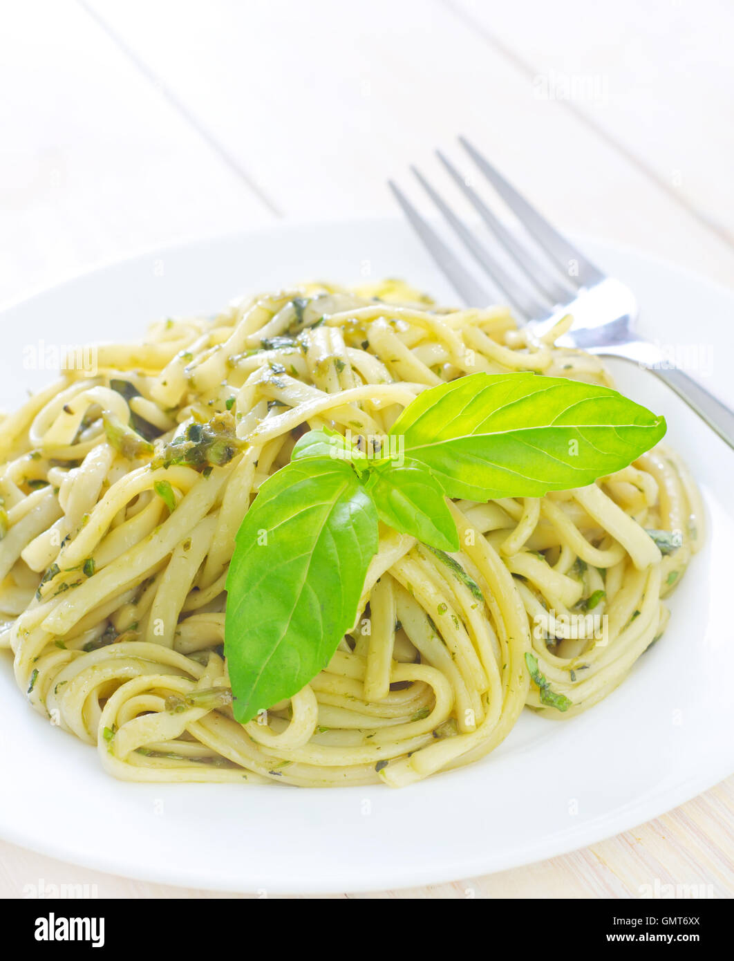pasta with basil Stock Photo - Alamy