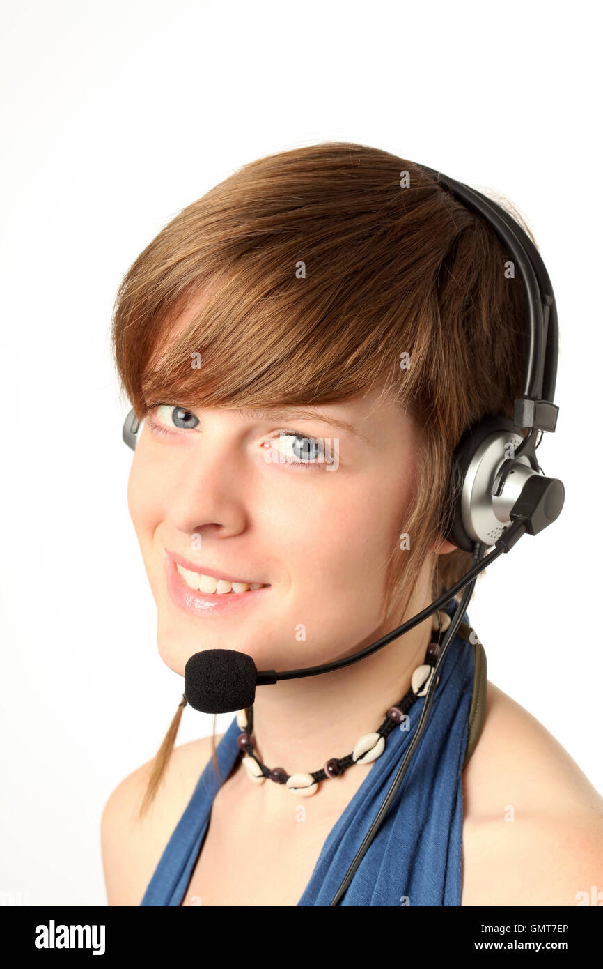 women with headset Stock Photo - Alamy