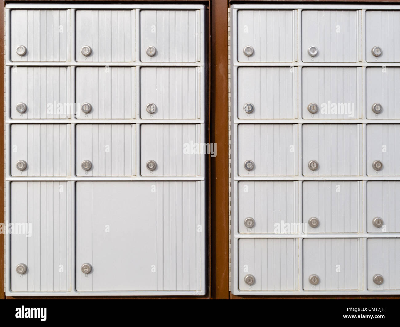 Locker rows of rural Canada Post metal mail box Stock Photo - Alamy
