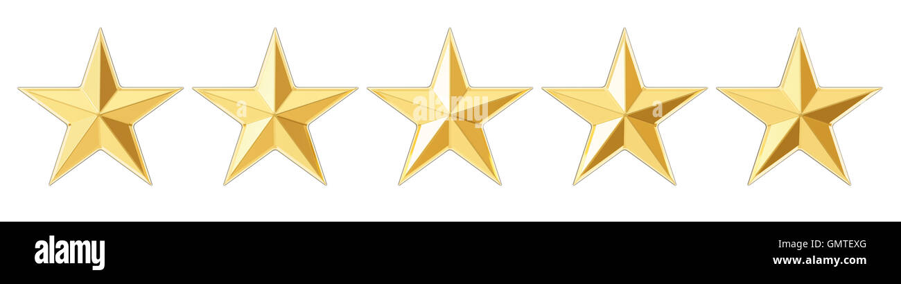 5 stars concept, 3D rendering isolated on white background Stock Photo ...