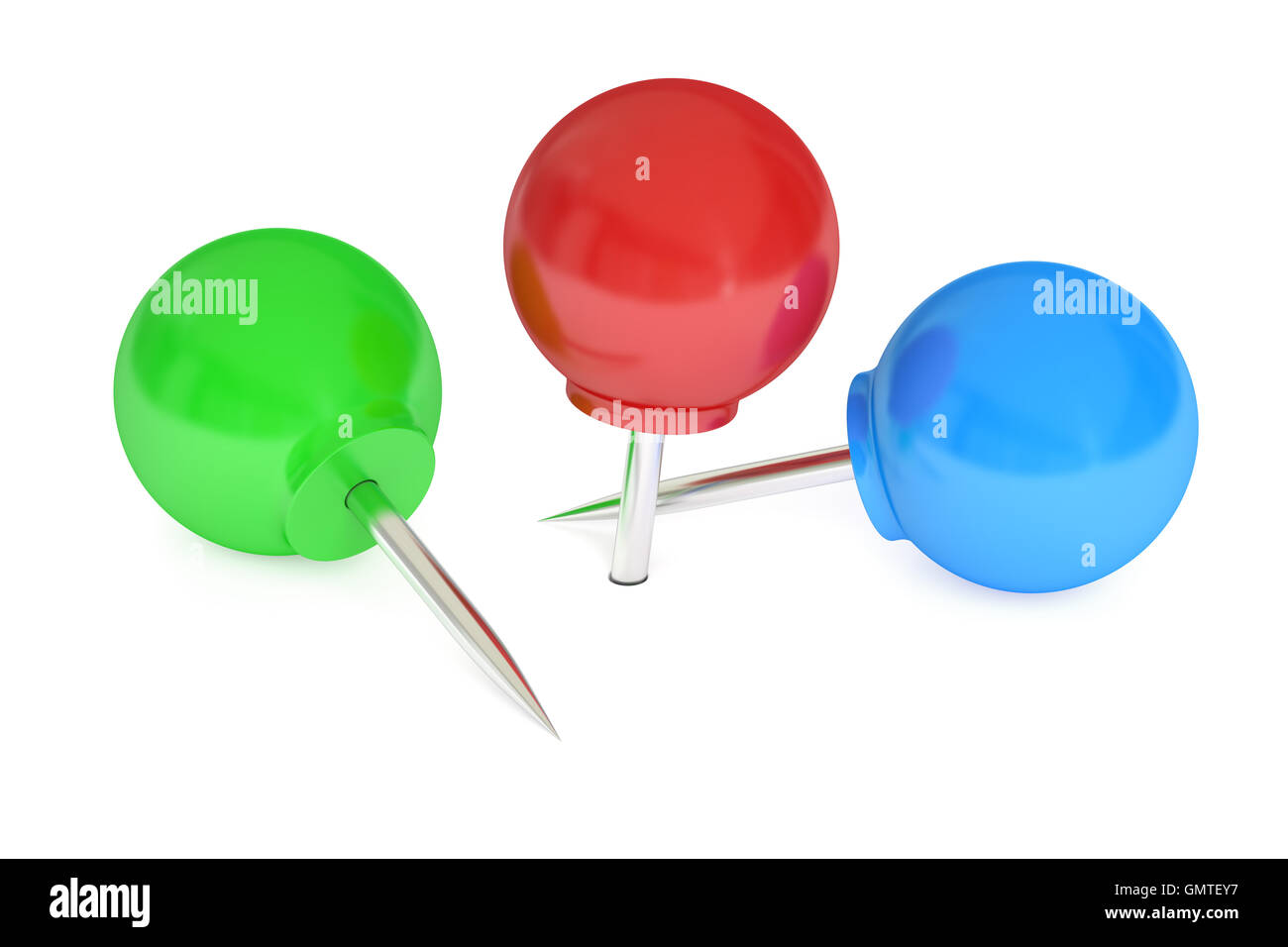 round push pins, 3D rendering isolated on white background Stock Photo ...