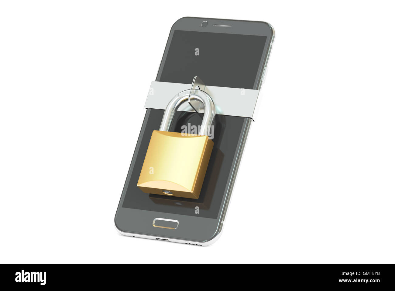 smartphone with padlock, security concept. 3D rendering isolated on ...