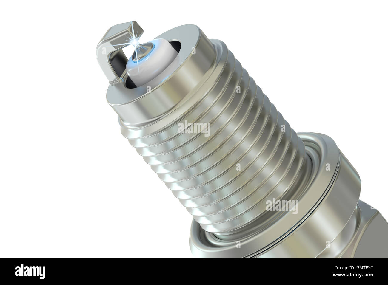 Spark plug closeup, 3D rendering isolated on white background Stock ...