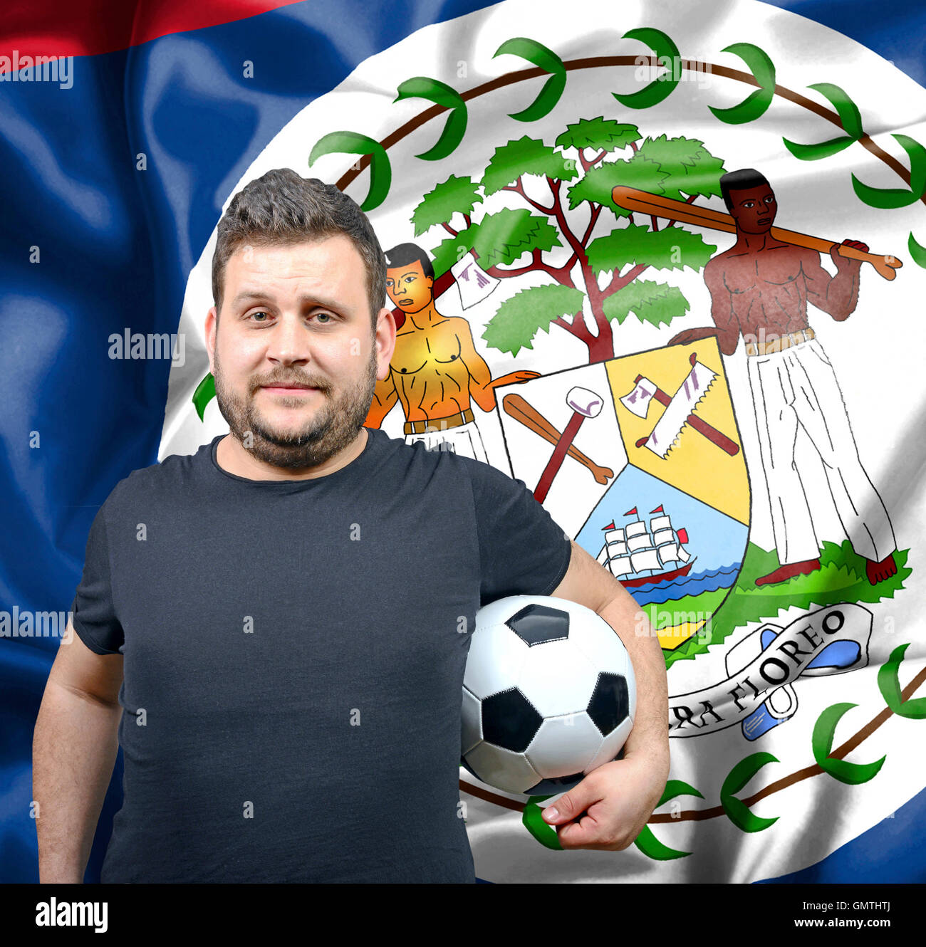 Proud football fan of Belize Stock Photo - Alamy