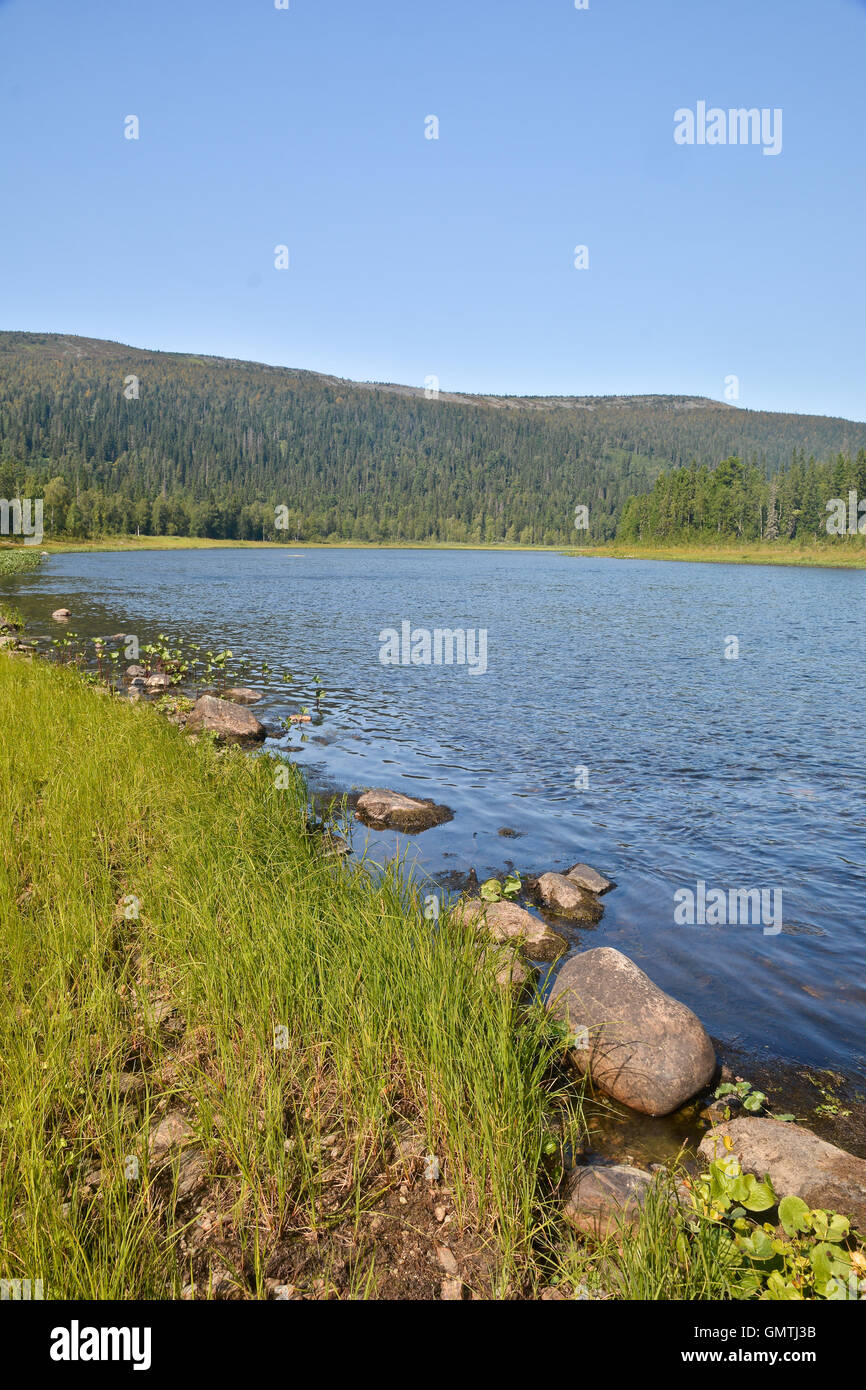 River Shchugor in the mountain taiga of the Northern Urals. National ...