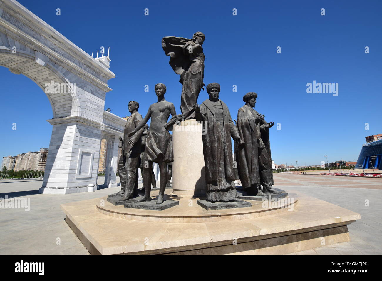 Sculptural group in the Independence Square in Astana, capital of ...