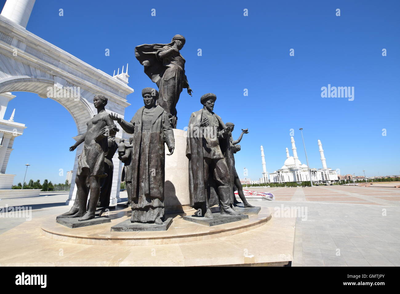 Sculptural group in the Independence Square in Astana, capital of ...