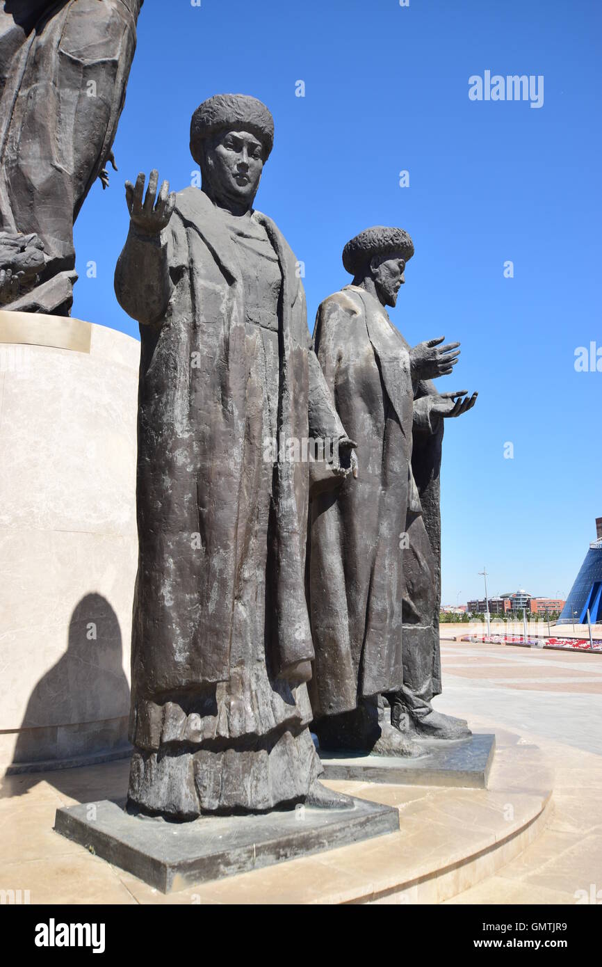 Sculptural group in the Independence Square in Astana, capital of ...