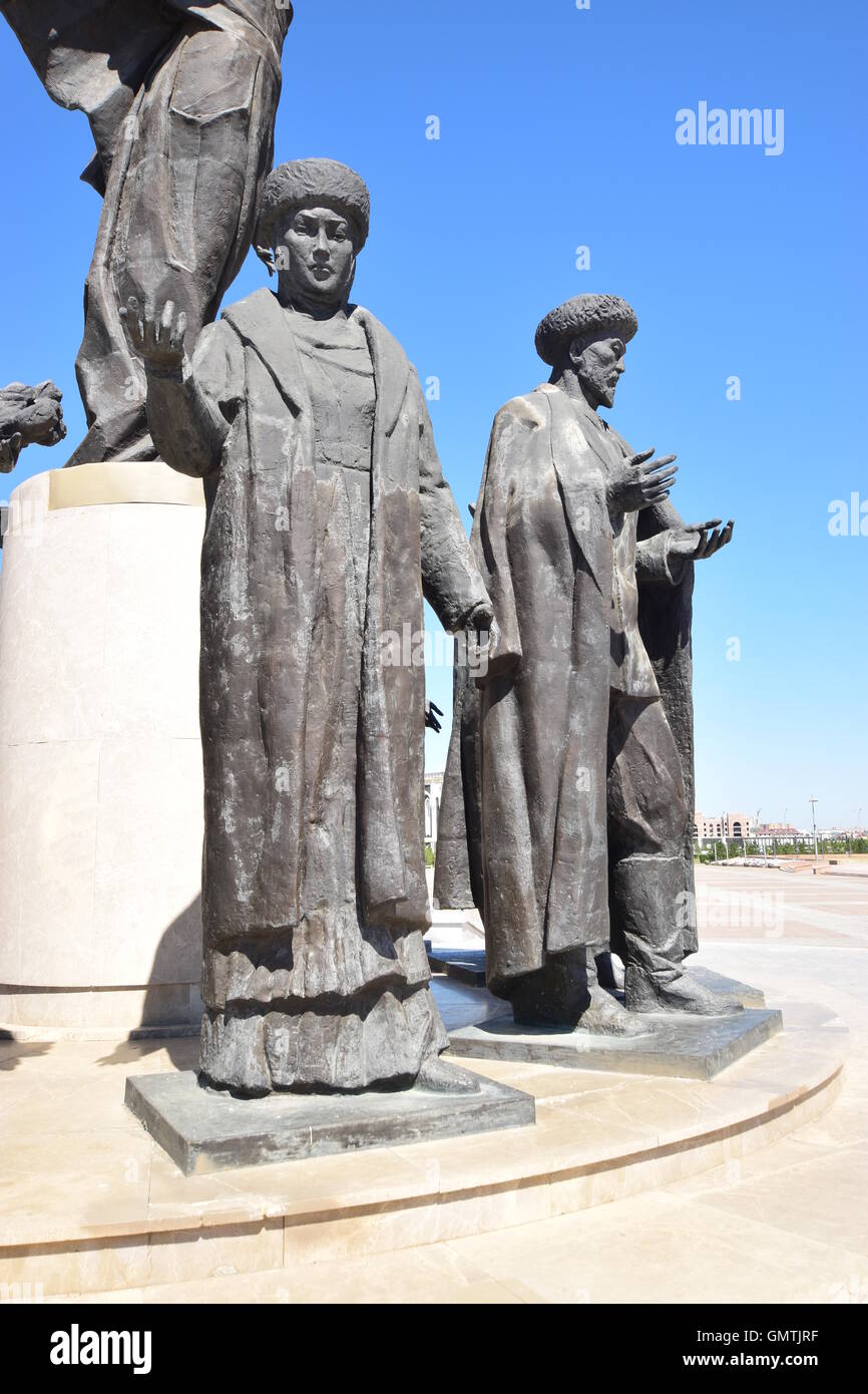 Sculptural group in the Independence Square in Astana, capital of ...
