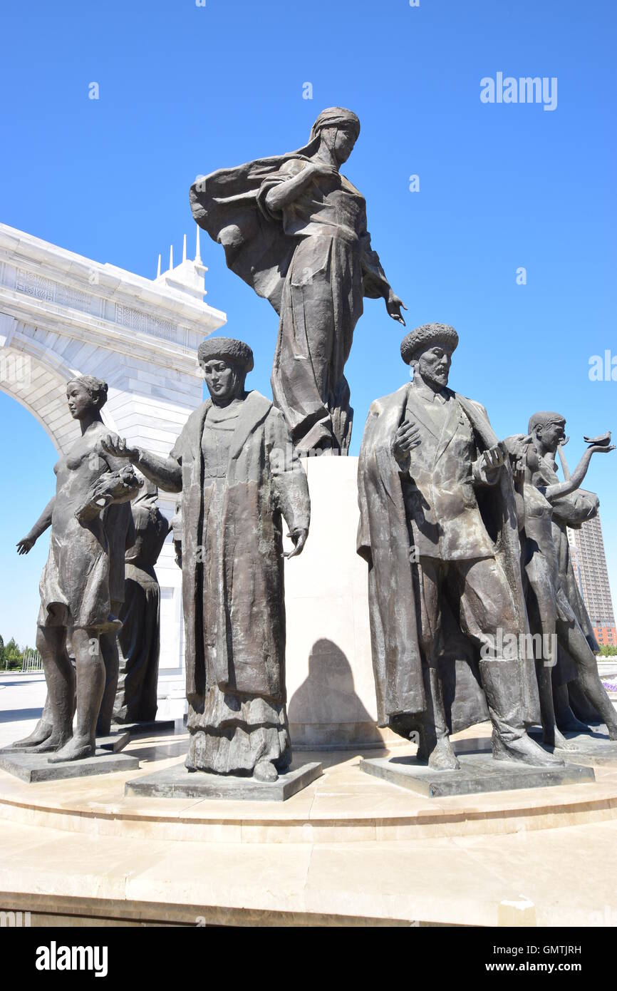 Sculptural group in the Independence Square in Astana, capital of ...