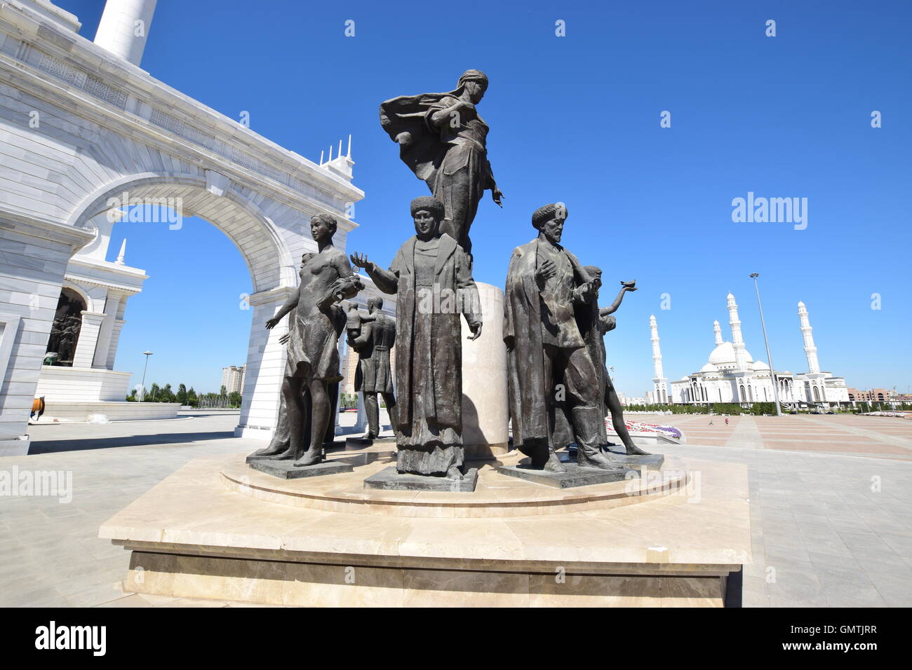 Sculptural group in the Independence Square in Astana, capital of ...