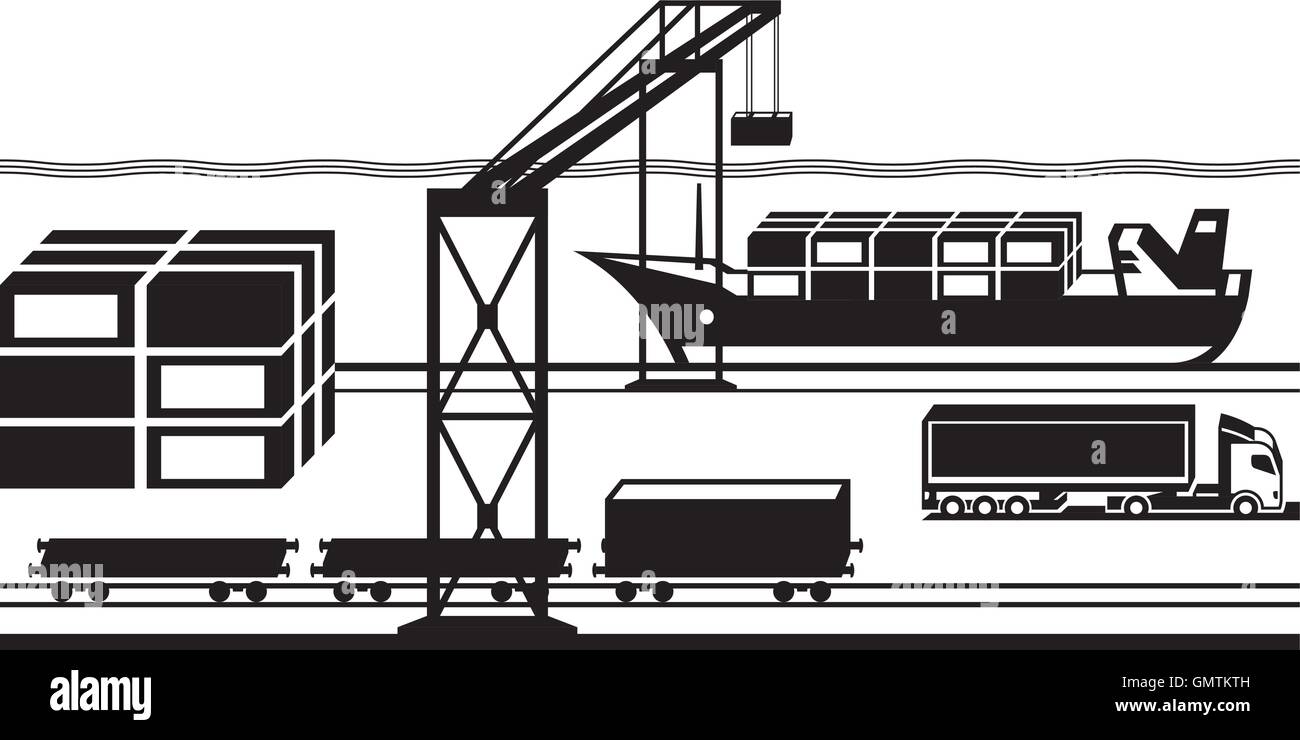 Container Terminal Stock Vector Images - Alamy
