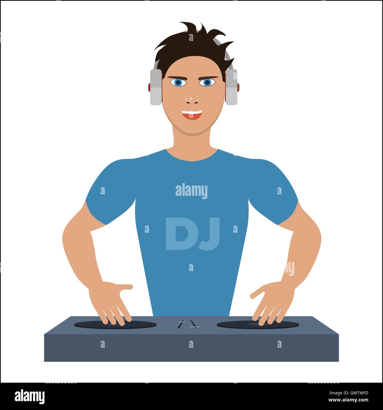 Smiling DJ with console on a white background Stock Vector Image & Art ...