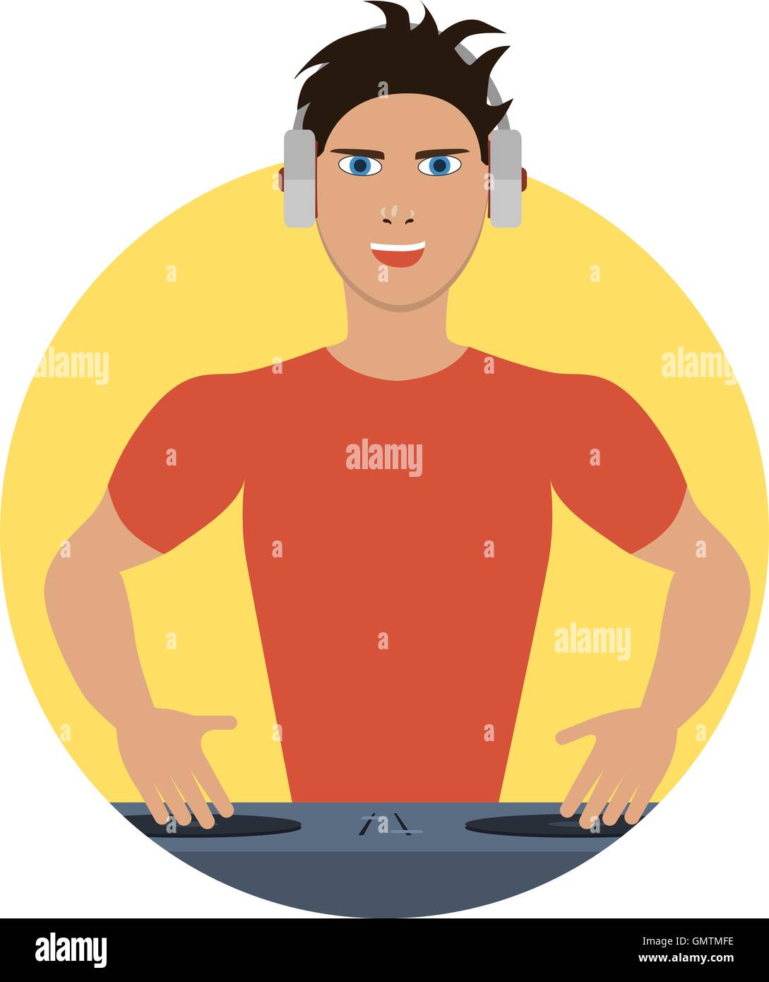 Smiling DJ with console on a white background Stock Vector Image & Art ...