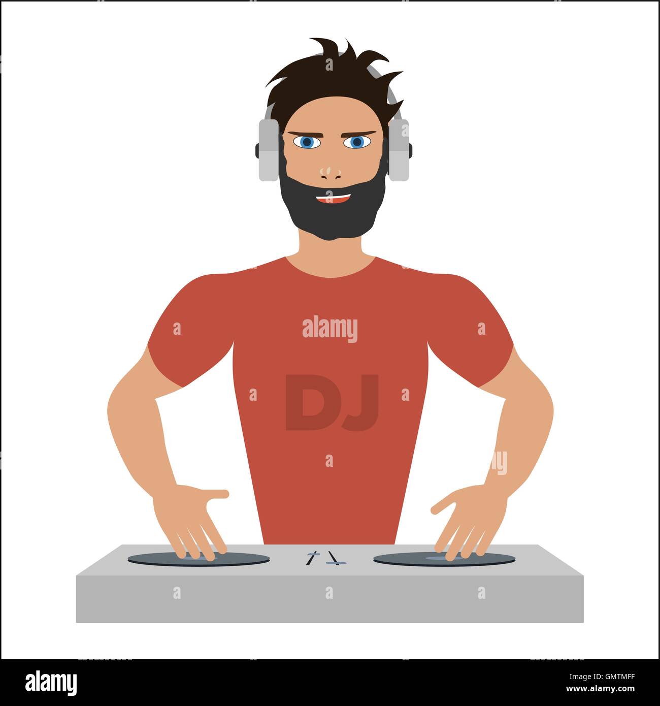 Smiling DJ with console on a white background Stock Vector Image & Art ...