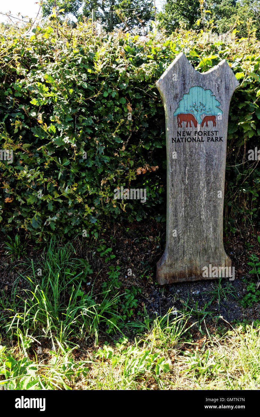 wooden plaque with new Forest National Park painted on Stock Photo - Alamy