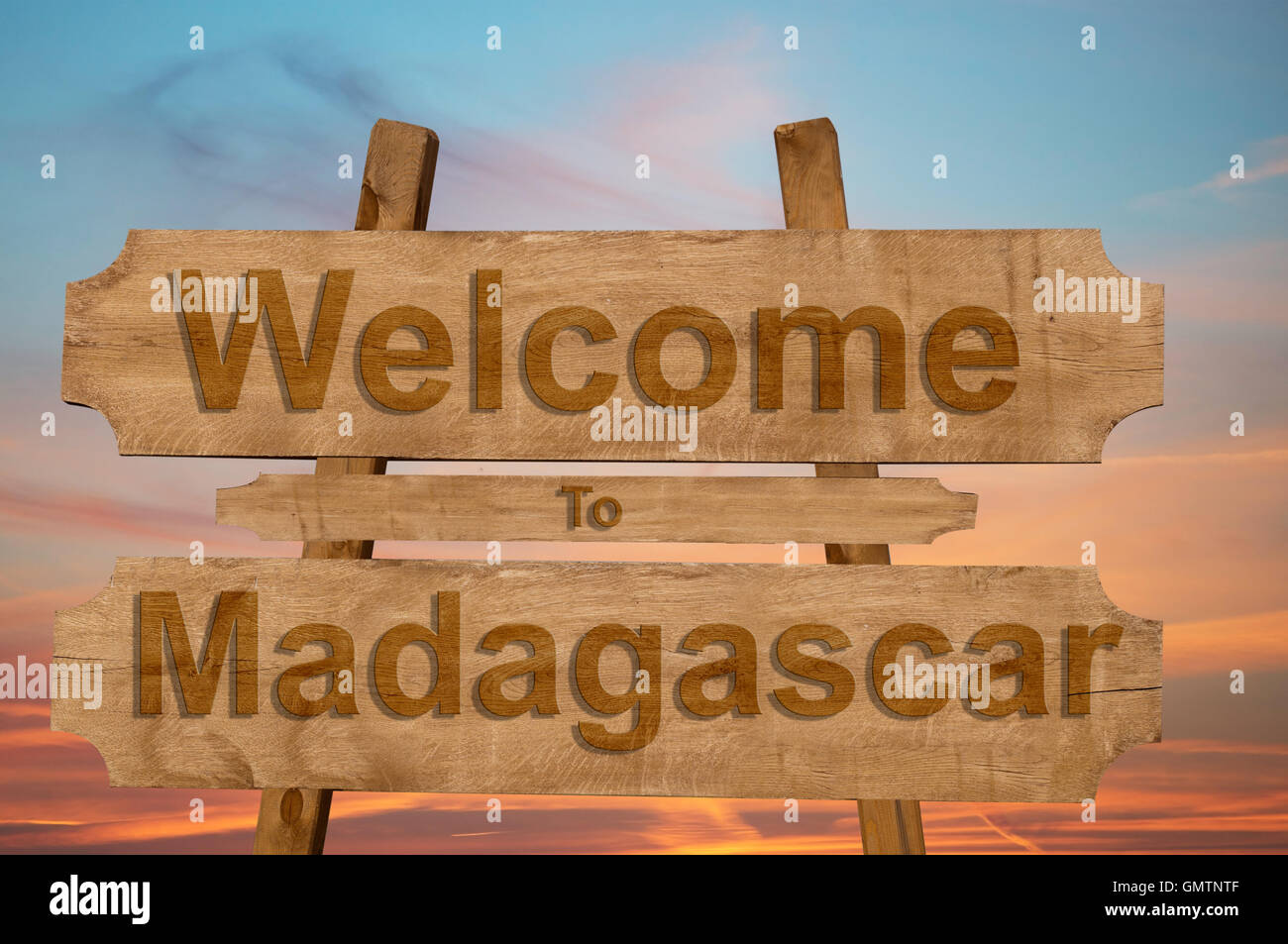 Welcome to Madagascar sign on wood background Stock Photo - Alamy