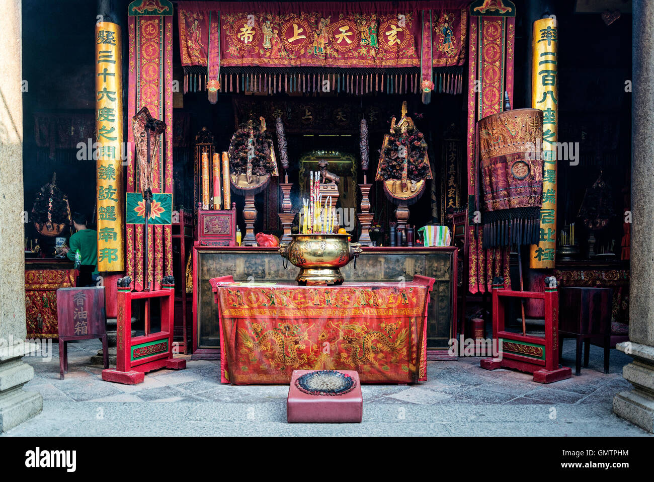 shrine altar detail inside famous chinese a-ma temple in macau china ...