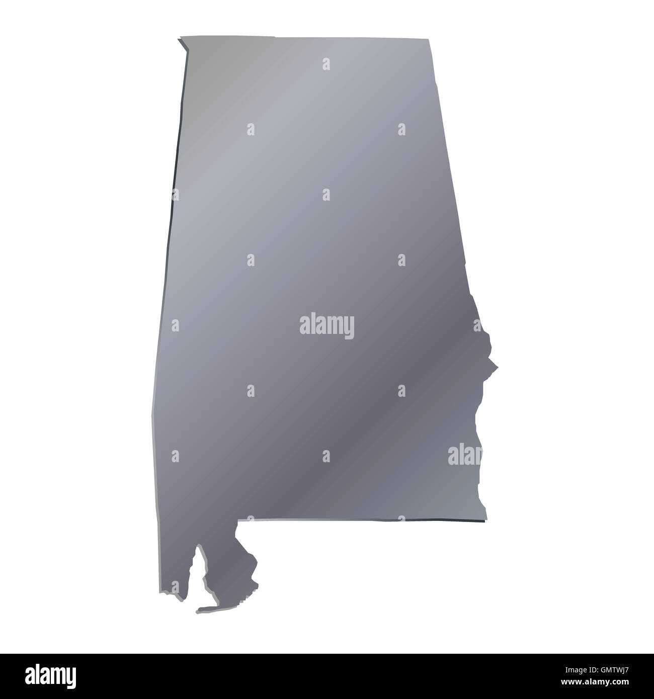 3D Alabama (USA) Aluminium outline map with shadow Stock Photo - Alamy