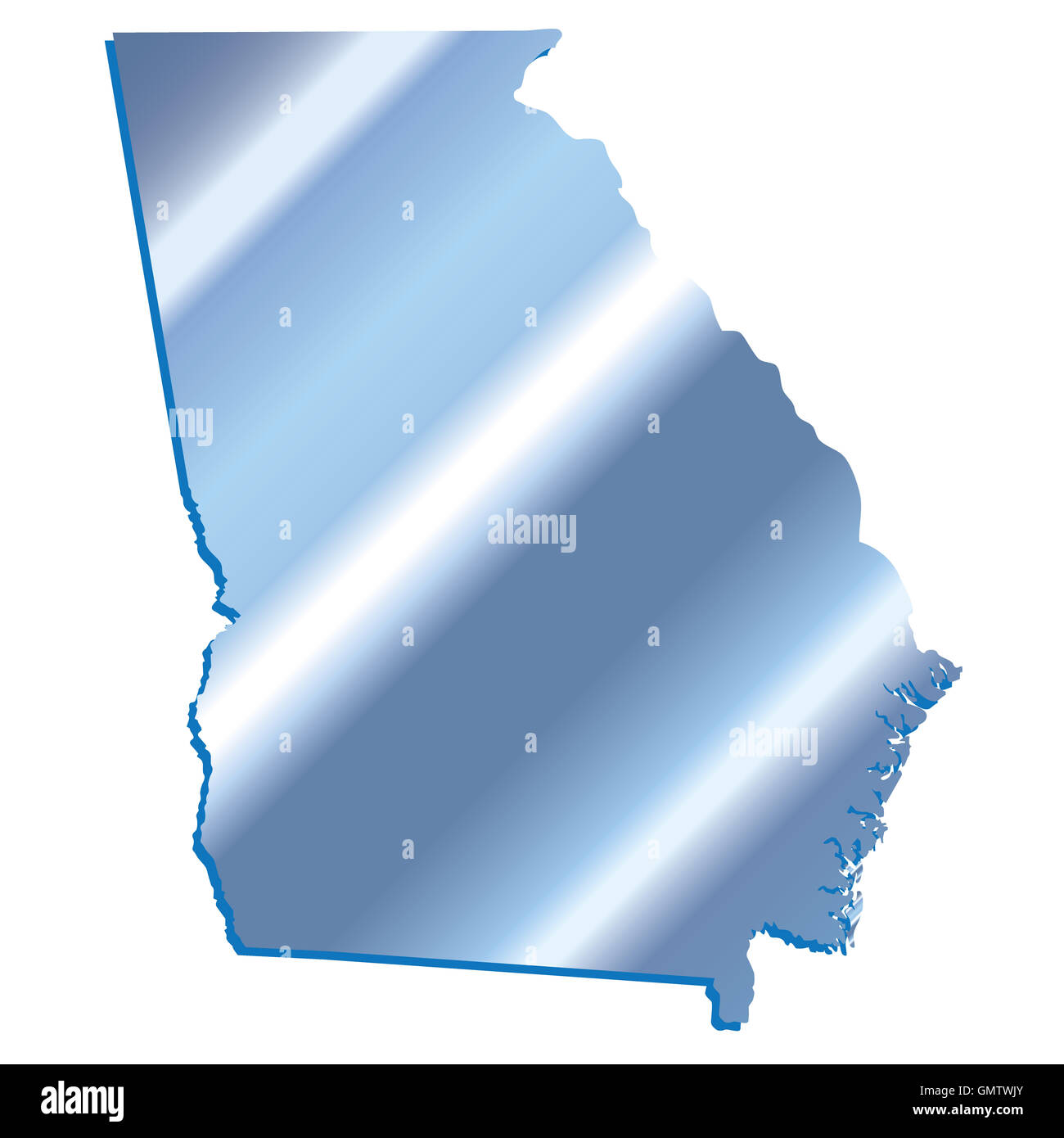 3D Georgia (USA) Iridium Blue outline map with shadow Stock Photo - Alamy