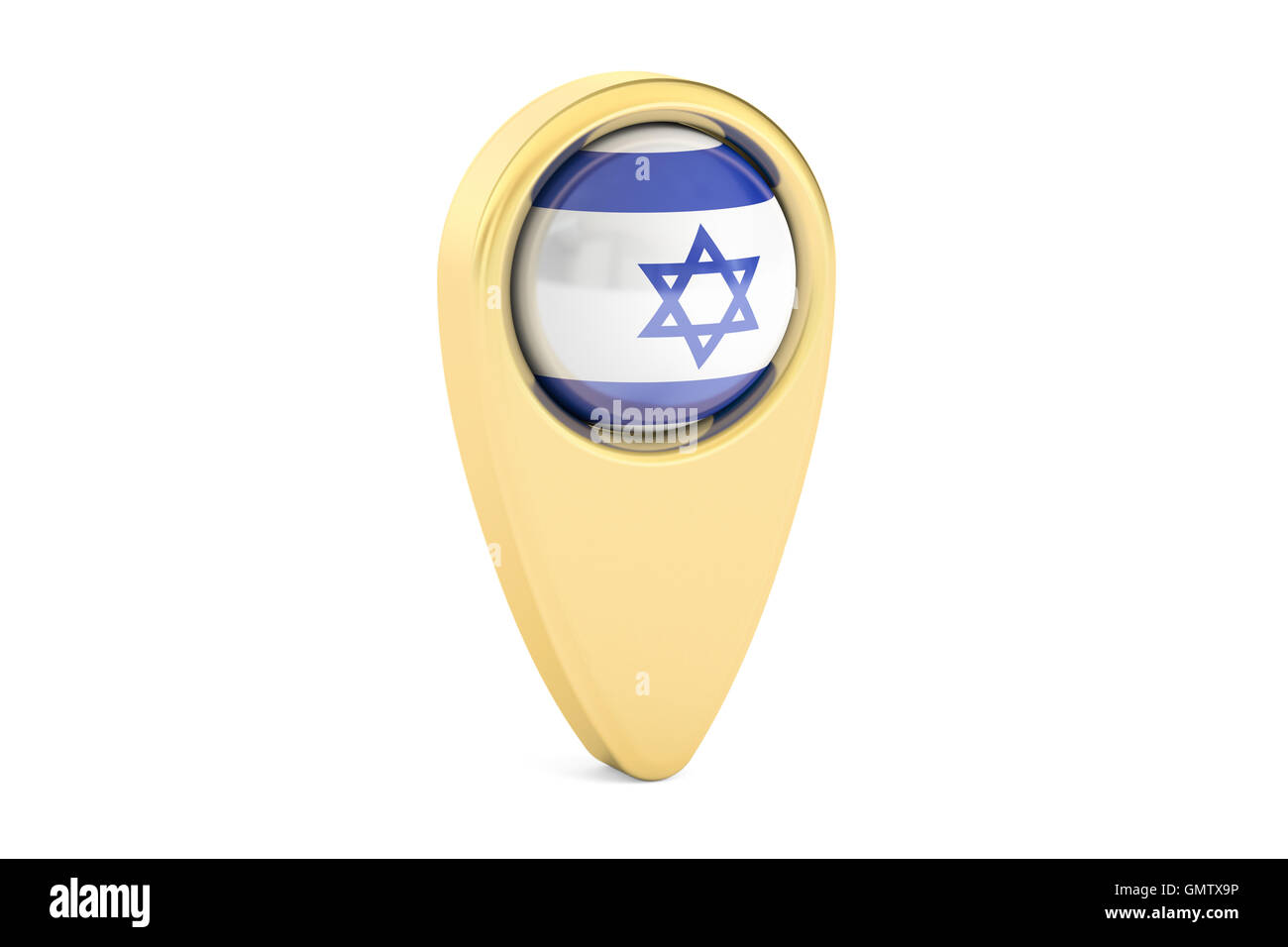 map pointer with flag of Israel, 3D rendering isolated on white ...