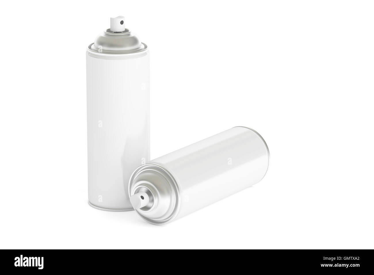 white spray paint cans, 3D rendering isolated on white background Stock ...
