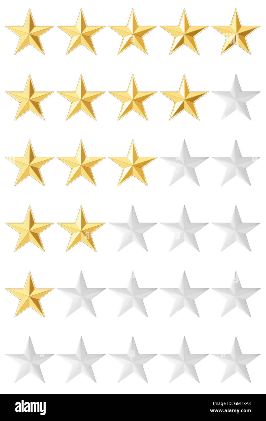 Stars rating isolated on white background, 3D rendering Stock Photo - Alamy