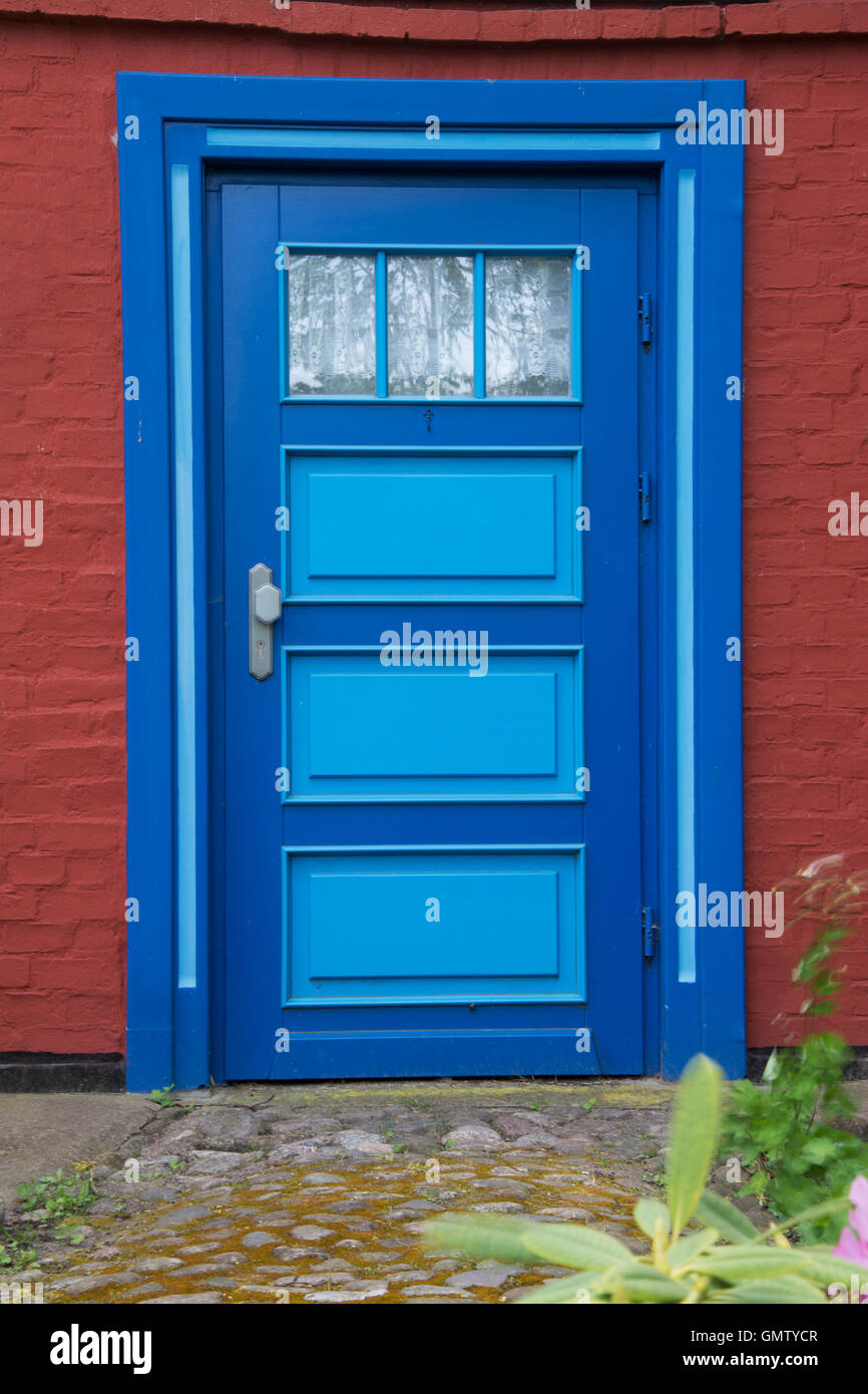Typical timbered front door in Wustrow at the peninsula Darss, Germany ...