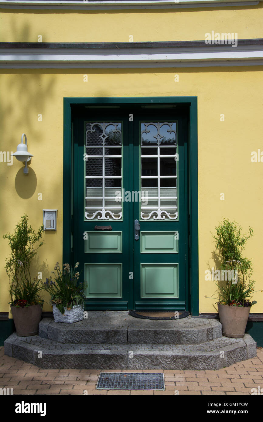 Typical timbered front door in Wustrow at the peninsula Darss, Germany ...