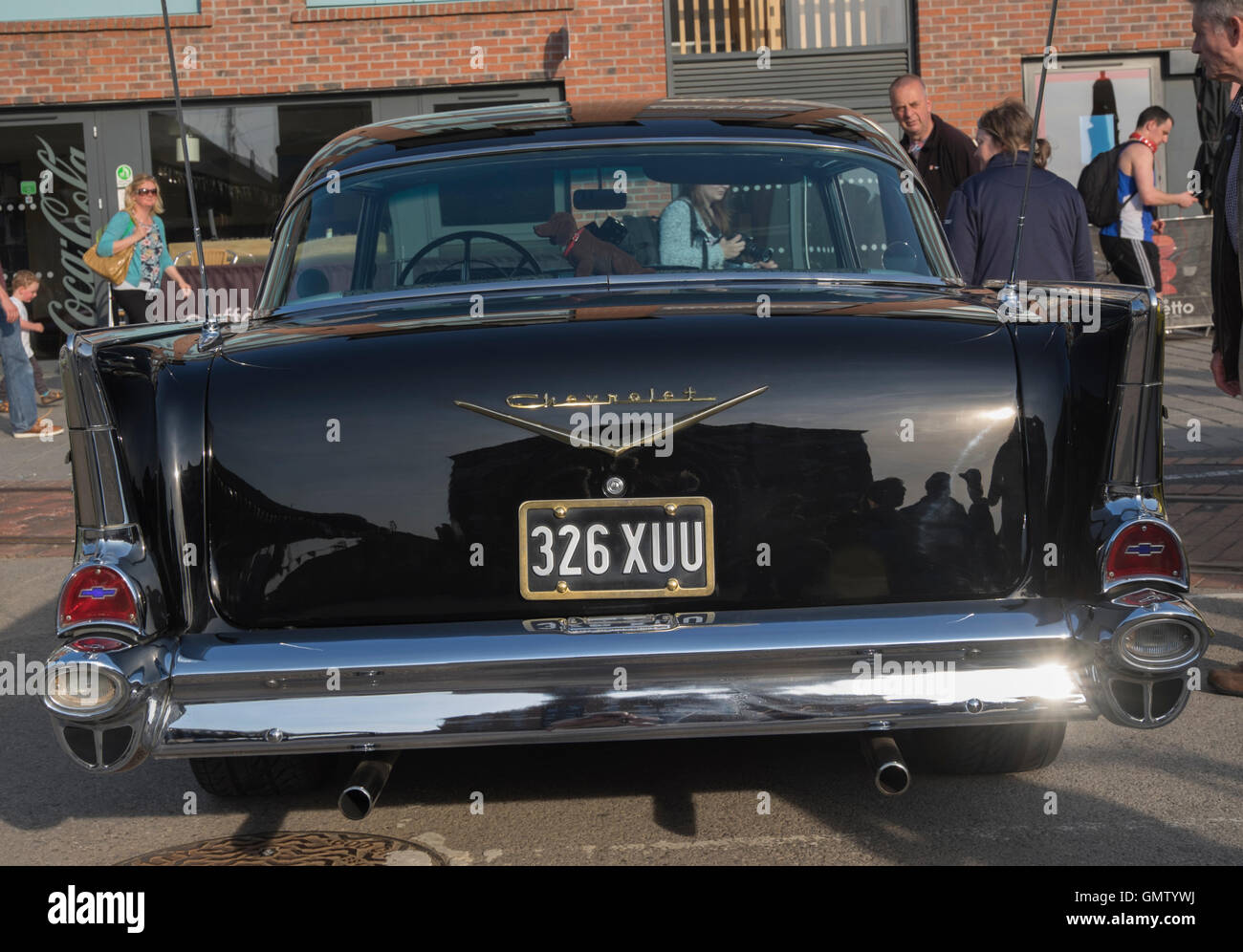 Chevrolet sedan at a classic American car rally at Gloucester Docks in ...